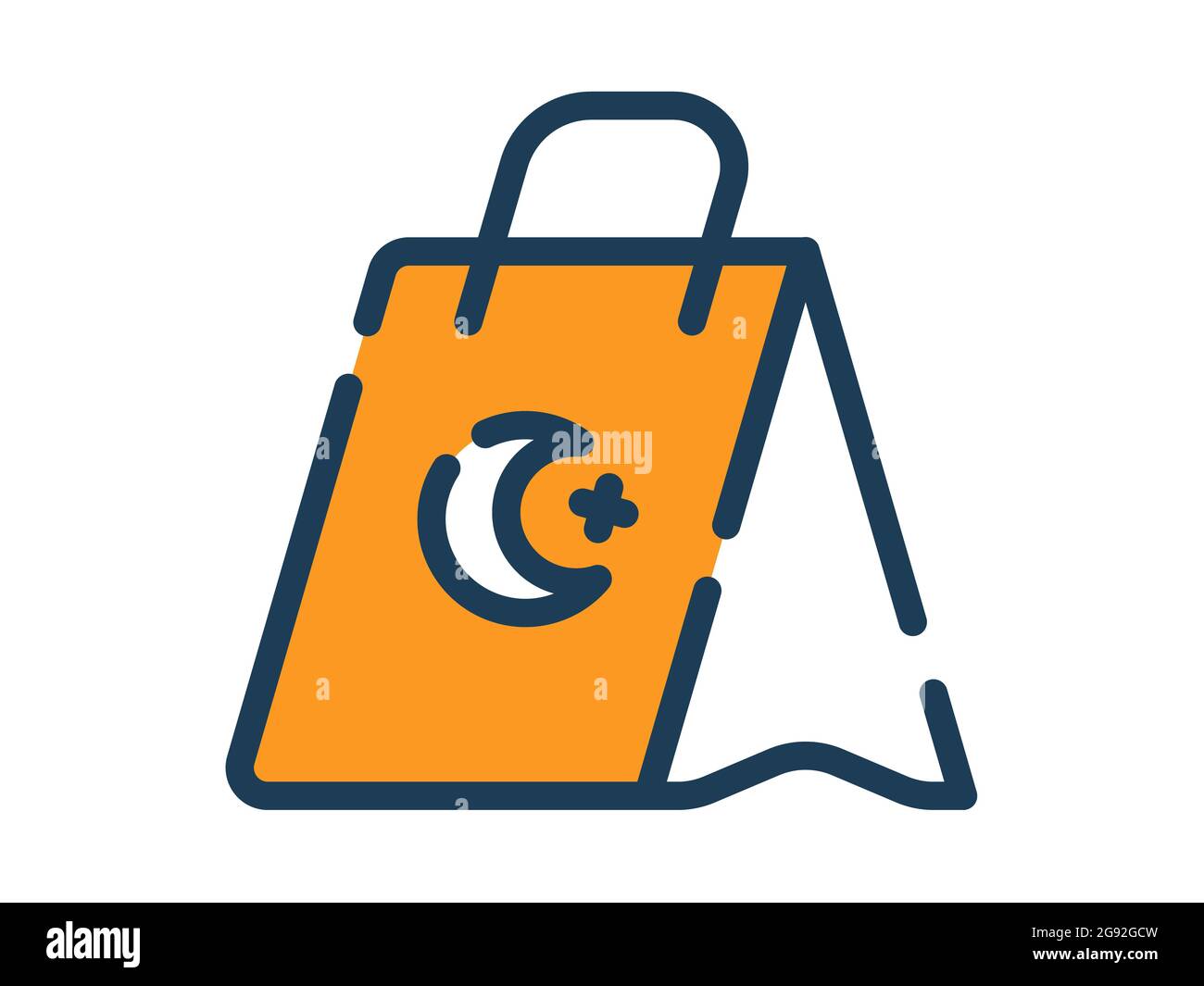 gift bag single isolated icon with dash or dashed line style vector ...