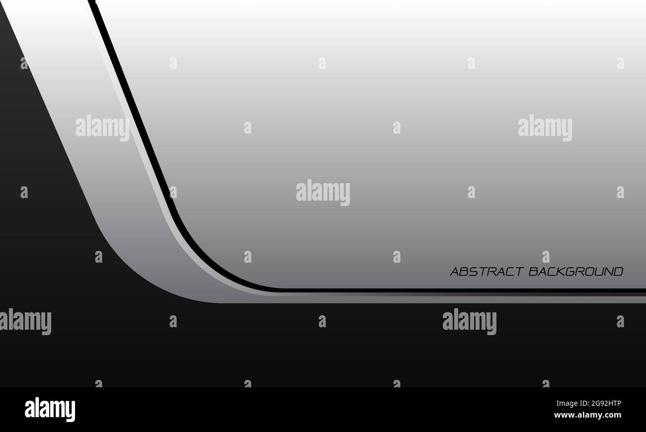 Abstract white metallic black line curve with blank space on grey ...