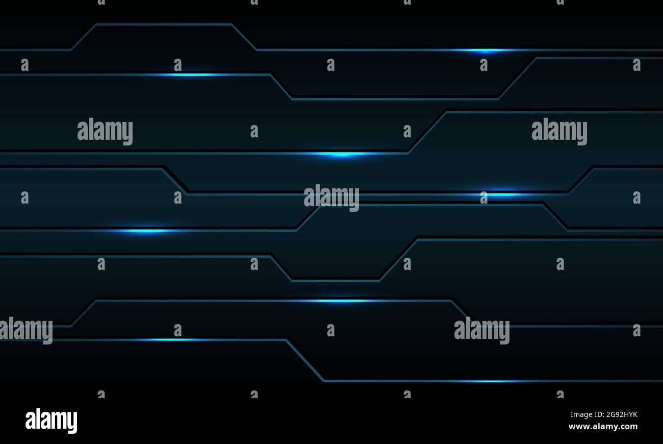 Abstract blue metallic black line circuit cyber with light power design modern futuristic ...