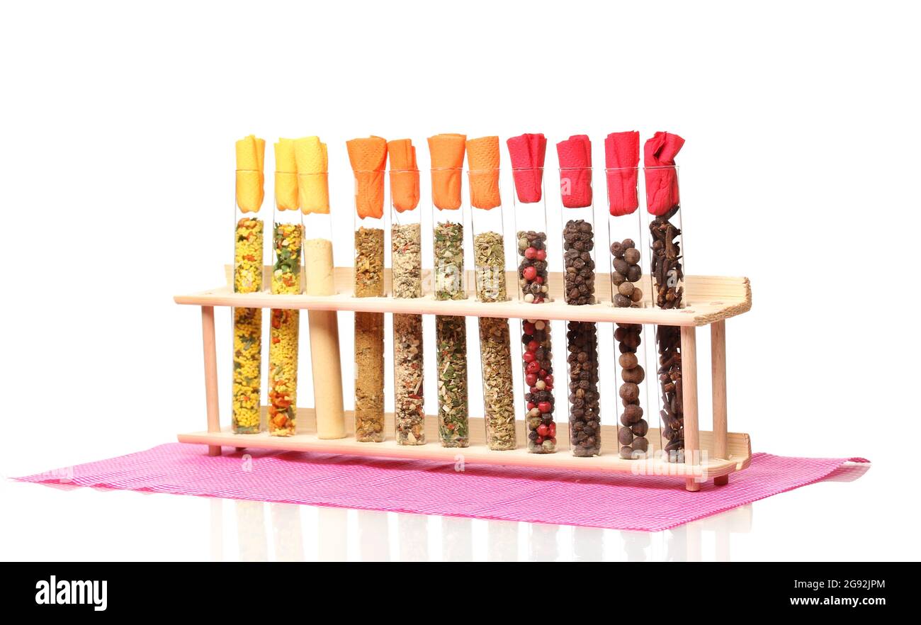 Various spices in tubes isolated on white Stock Photo - Alamy