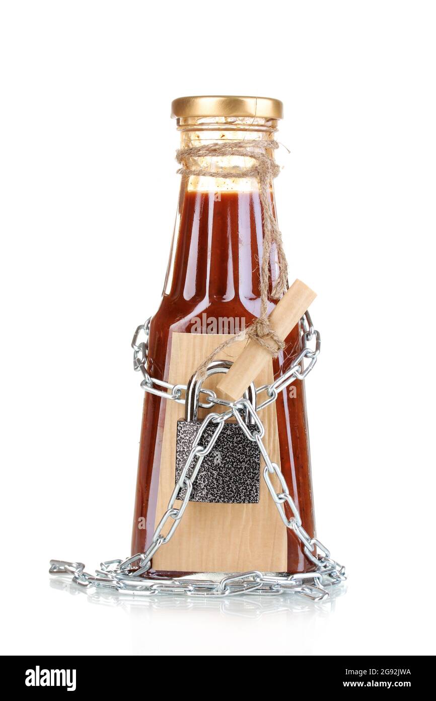 Secret ingredient with chain and padlock isolated on white Stock Photo ...