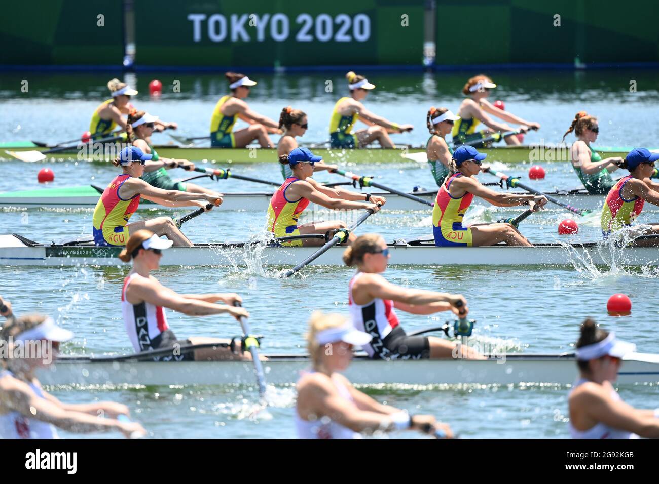 Tokyo, Japan. 24th July, 2021. Rowers take part in the Women's Four ...
