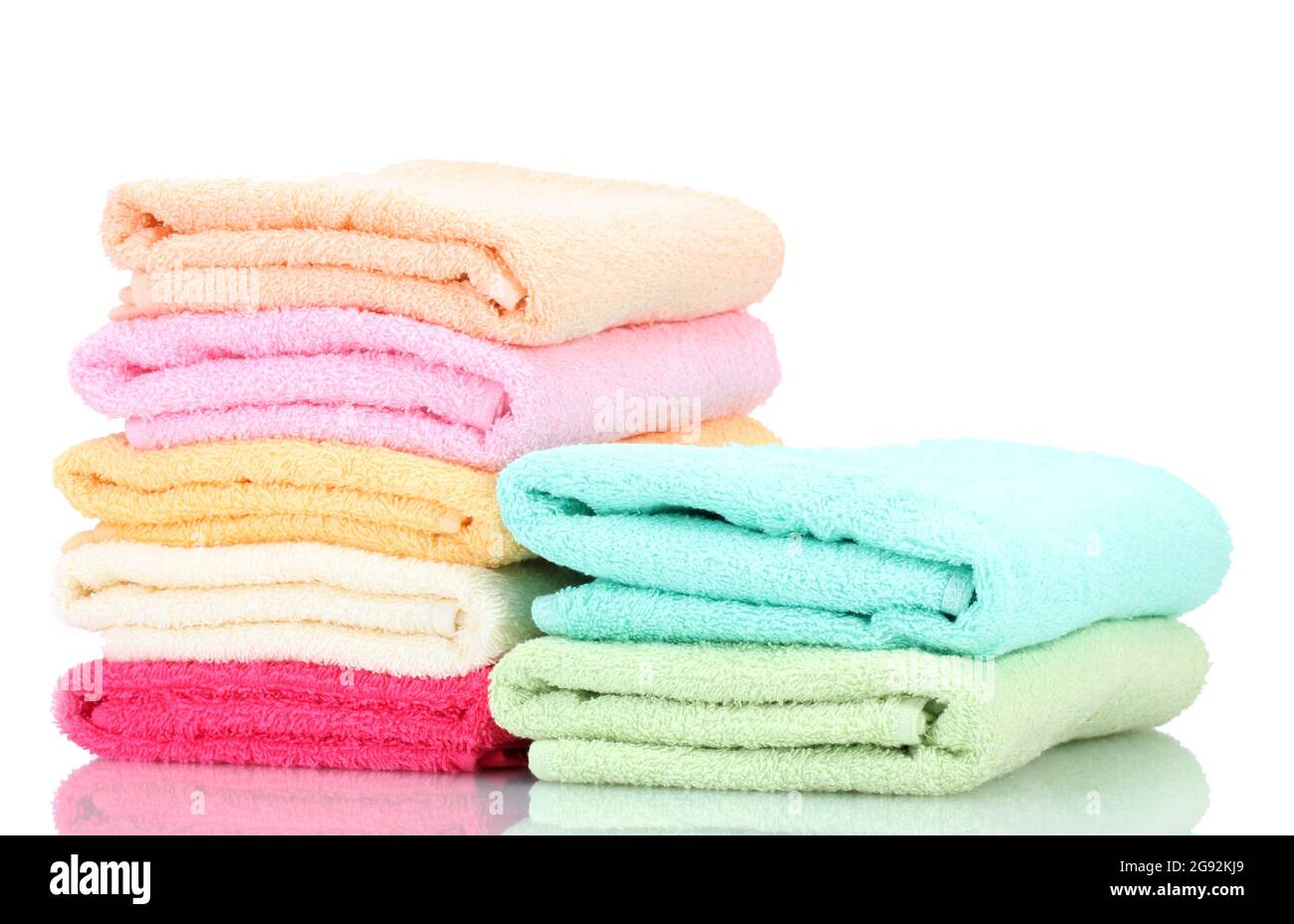 colorful towels isolated on white Stock Photo - Alamy