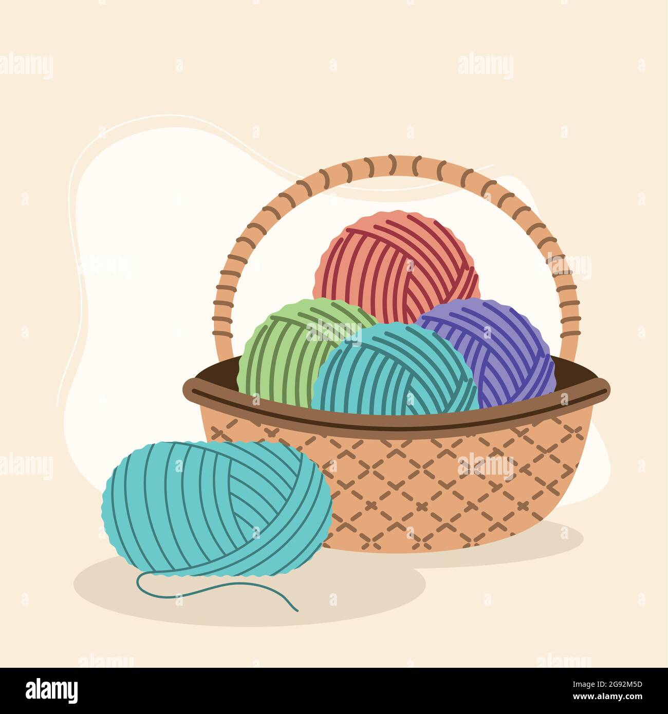 wool balls in basket Stock Vector Image & Art - Alamy