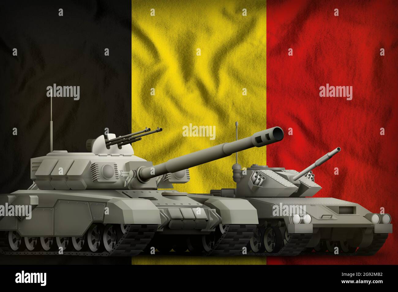 tanks on the Belgium flag background. Belgium tank forces concept. 3d ...