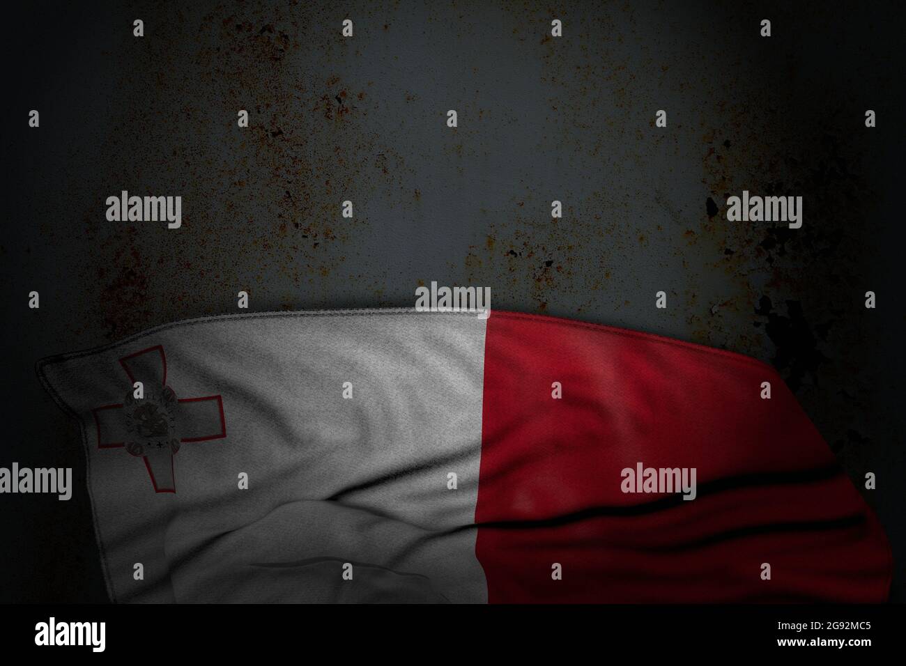 cute anthem day flag 3d illustration - dark picture of Malta flag with ...