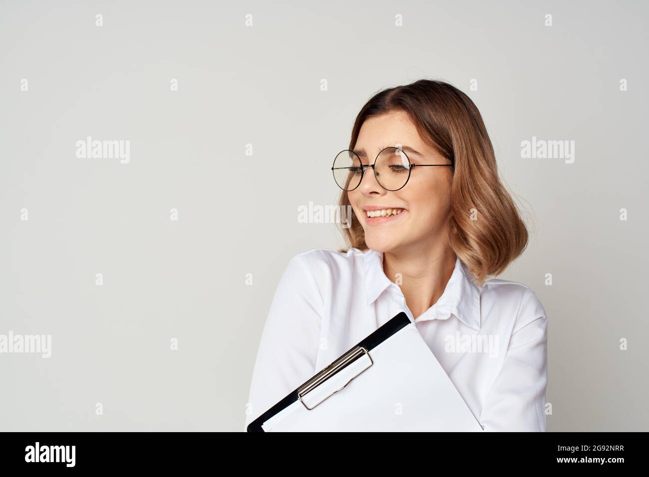 manager in a white shirt wearing glasses work entrepreneur success ...