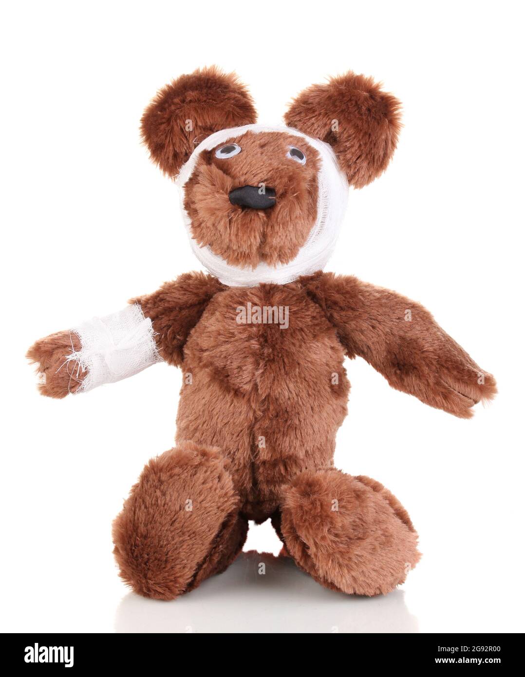 Sick bear wrapped with bandage isolated on white Stock Photo - Alamy