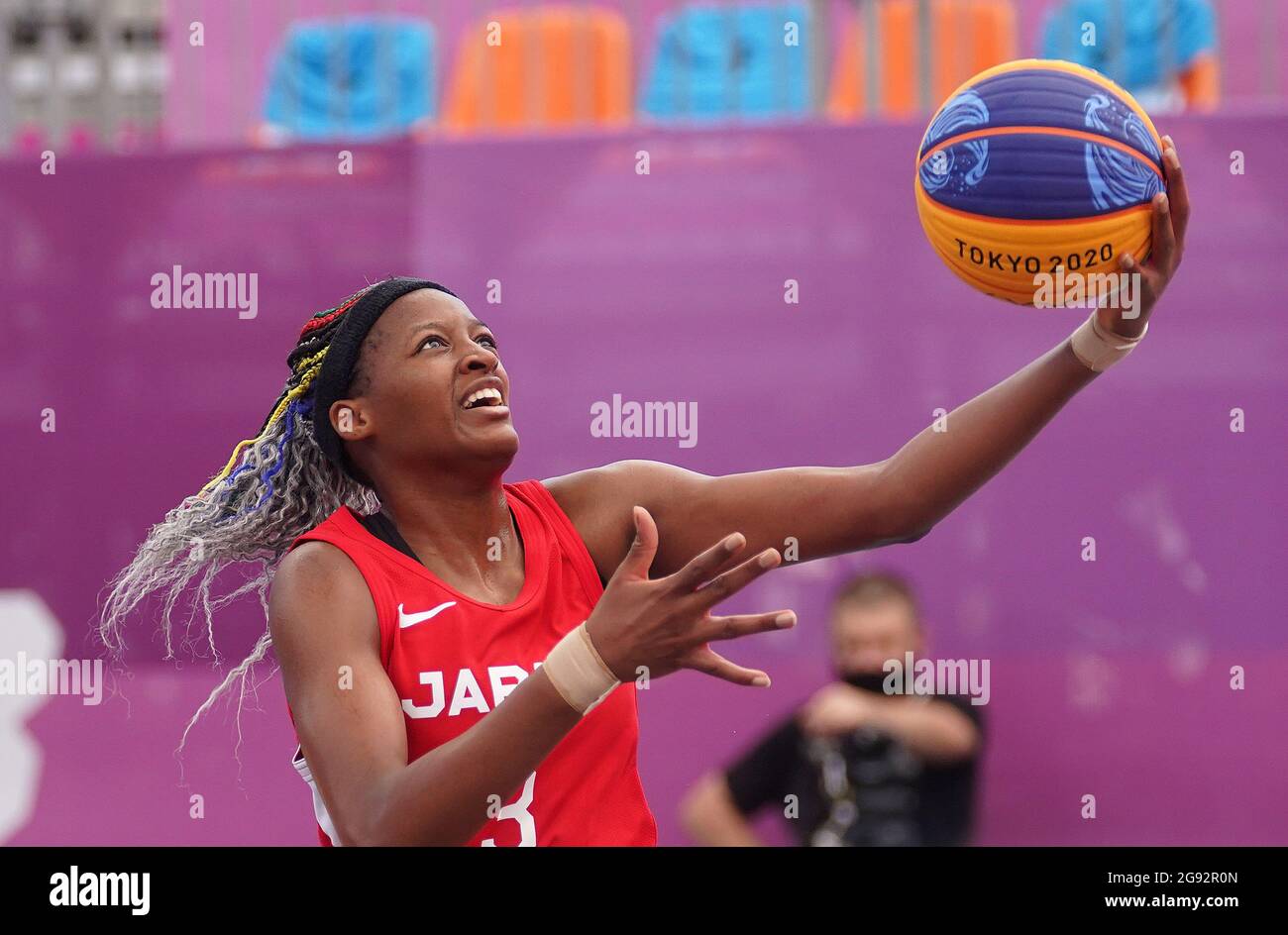 Japan's Stephanie Mawuli in action during the Women's 3x3 Basketball ...