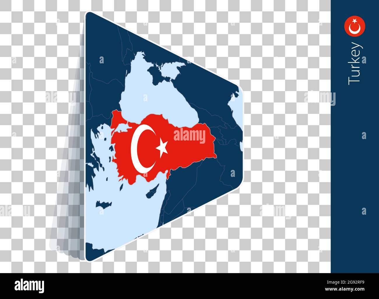 Turkey map and flag on transparent background. Highlighted Turkey on ...