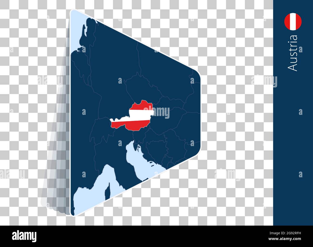 Austria map and flag on transparent background. Highlighted Austria on ...