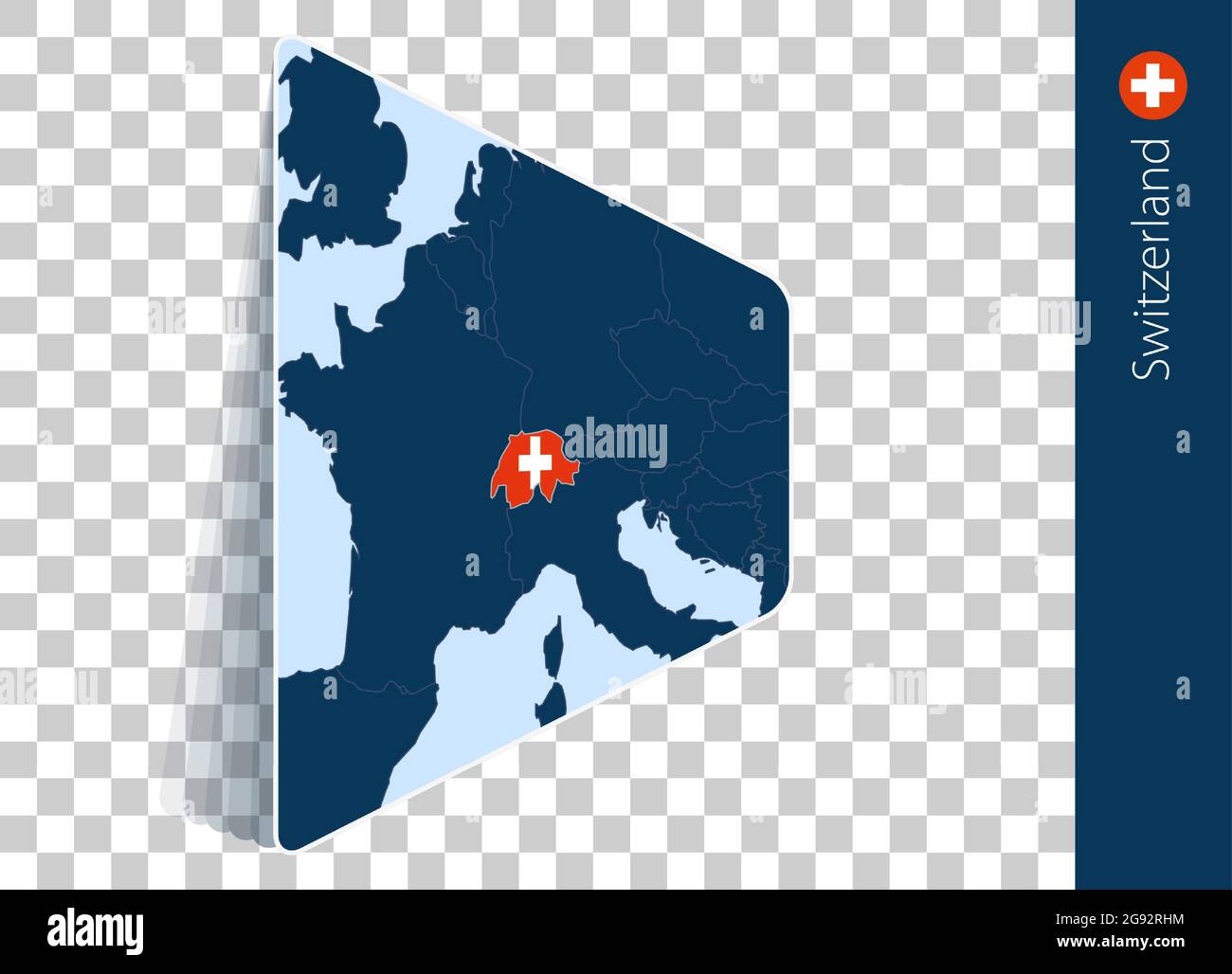 Switzerland map and flag on transparent background. Highlighted ...
