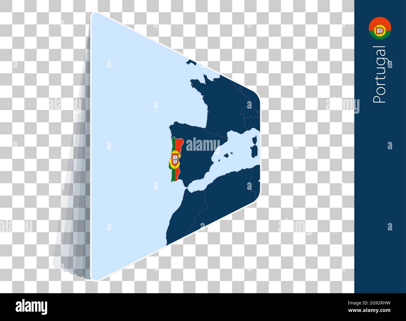 Portugal map and flag on transparent background. Highlighted Portugal ...