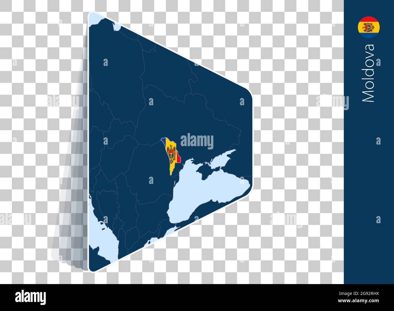Moldova map and flag on transparent background. Highlighted Moldova on ...