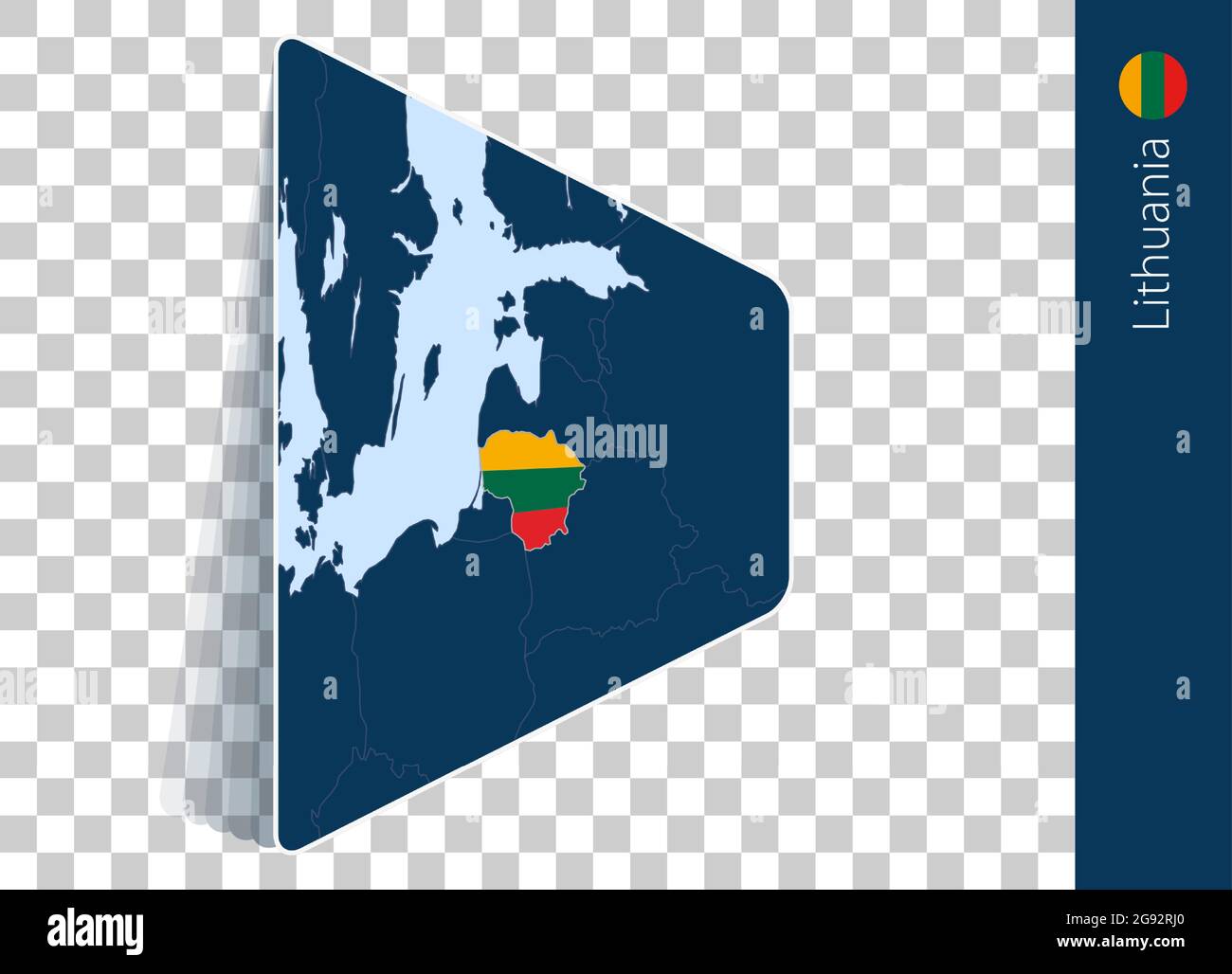 Lithuania map and flag on transparent background. Highlighted Lithuania ...