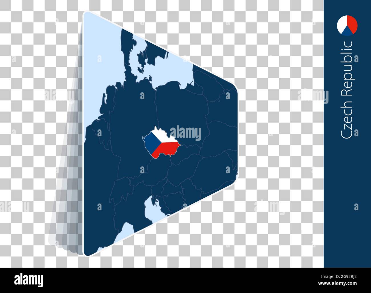 Czech Republic map and flag on transparent background. Highlighted ...