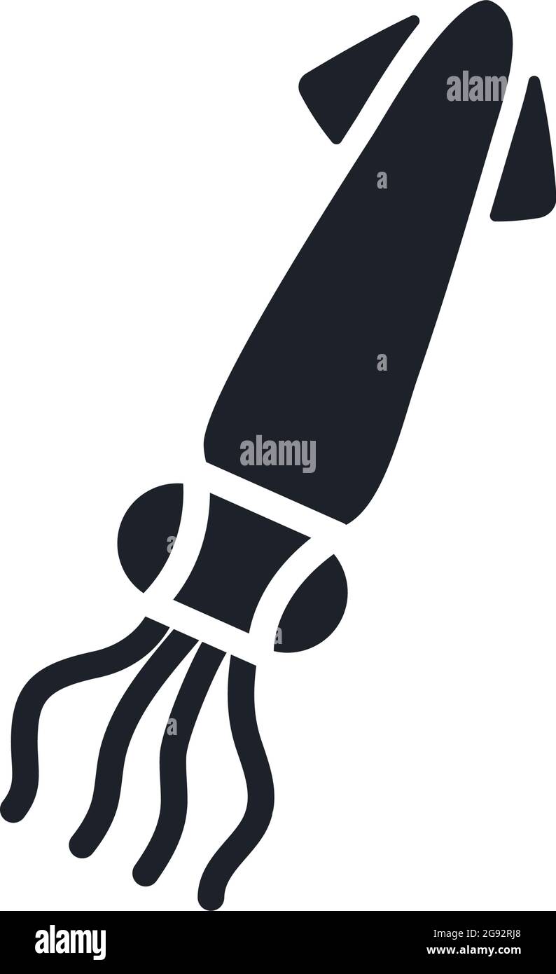Squid silhouette. Black isolated silhouettes. Fill solid icon. Modern ...