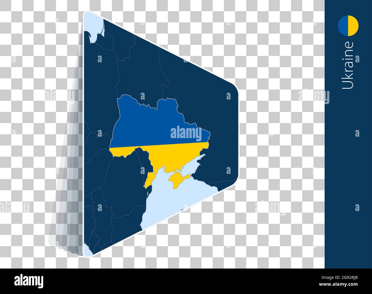 Ukraine map and flag on transparent background. Highlighted Ukraine on ...