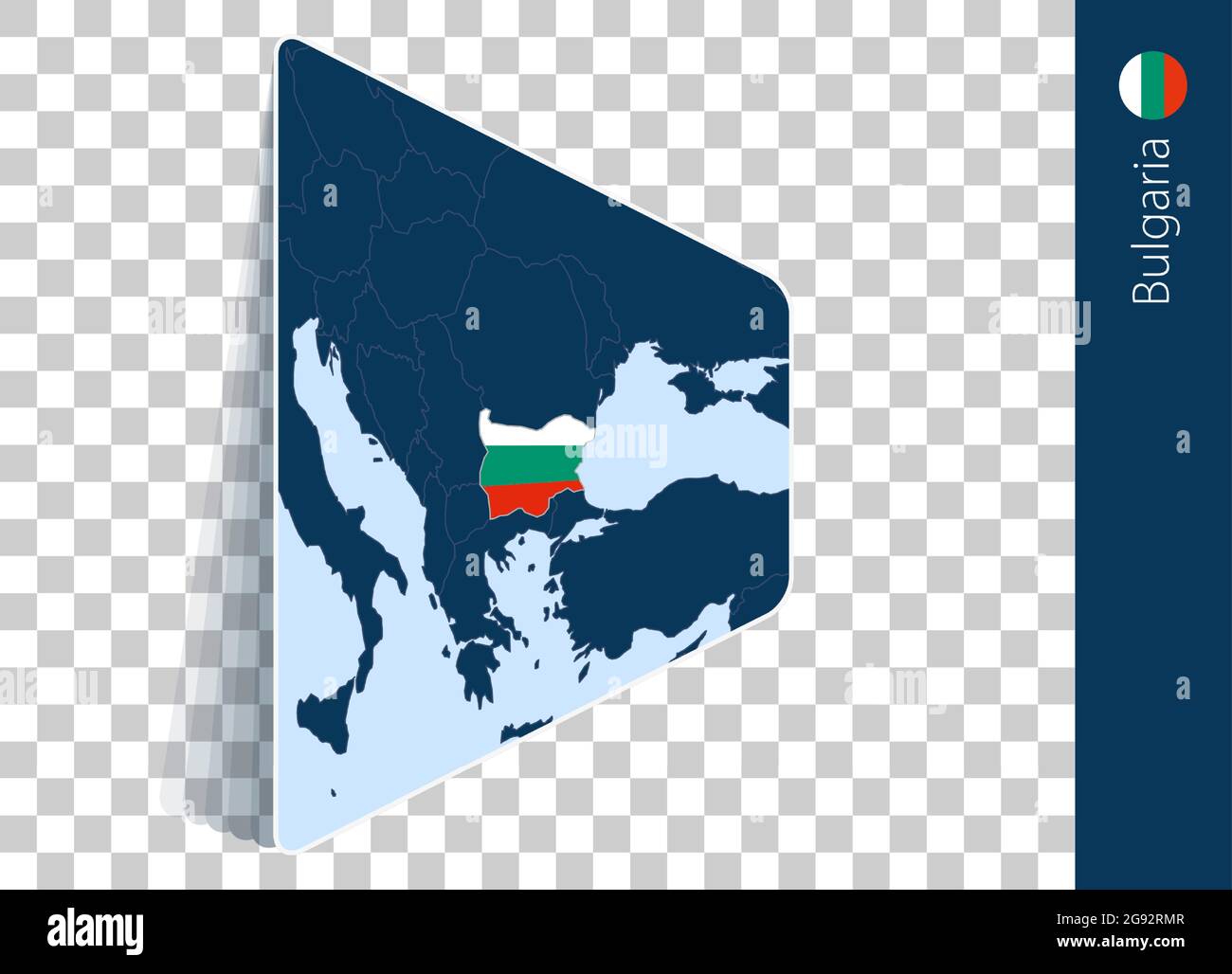 Bulgaria map and flag on transparent background. Highlighted Bulgaria ...