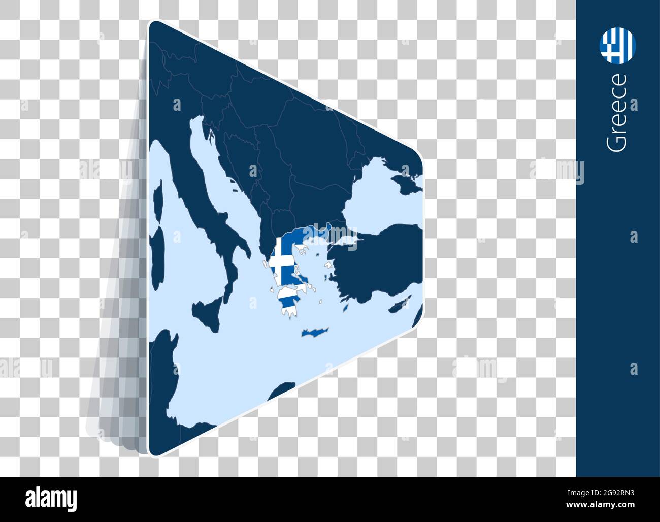 Greece map and flag on transparent background. Highlighted Greece on ...