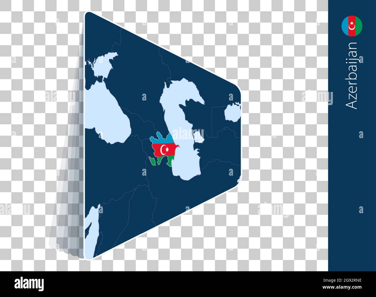 Azerbaijan map and flag on transparent background. Highlighted ...