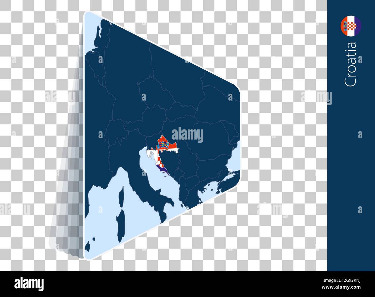 Croatia map and flag on transparent background. Highlighted Croatia on ...