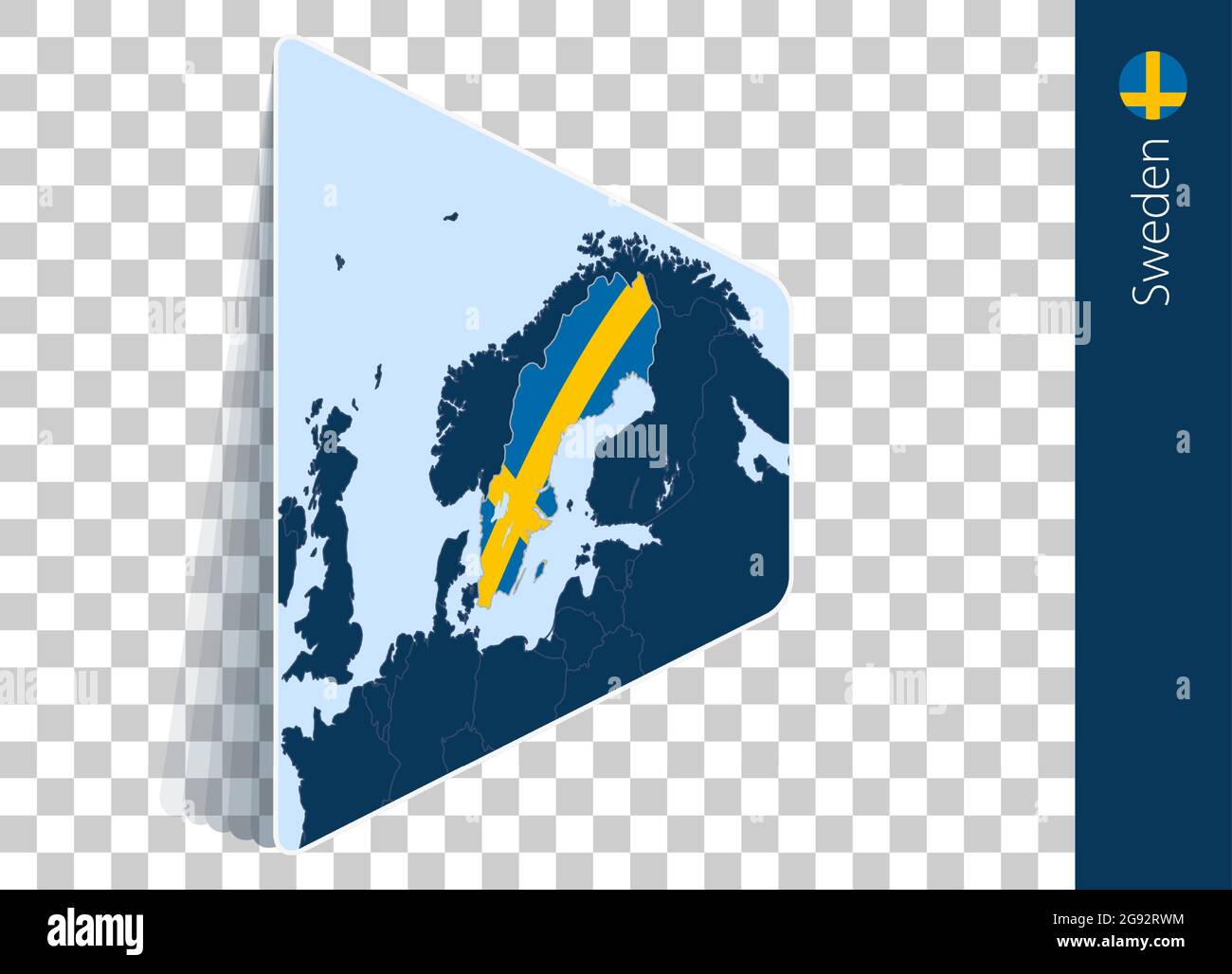 Sweden map and flag on transparent background. Highlighted Sweden on ...