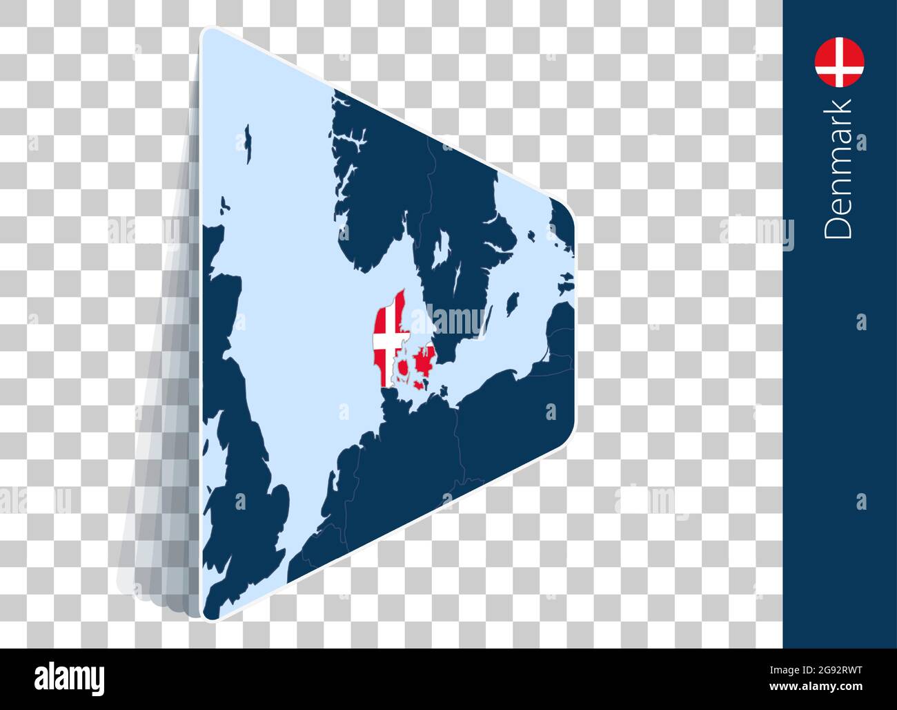 Denmark map and flag on transparent background. Highlighted Denmark on ...