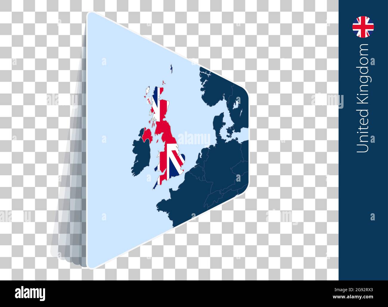 United Kingdom map and flag on transparent background. Highlighted ...