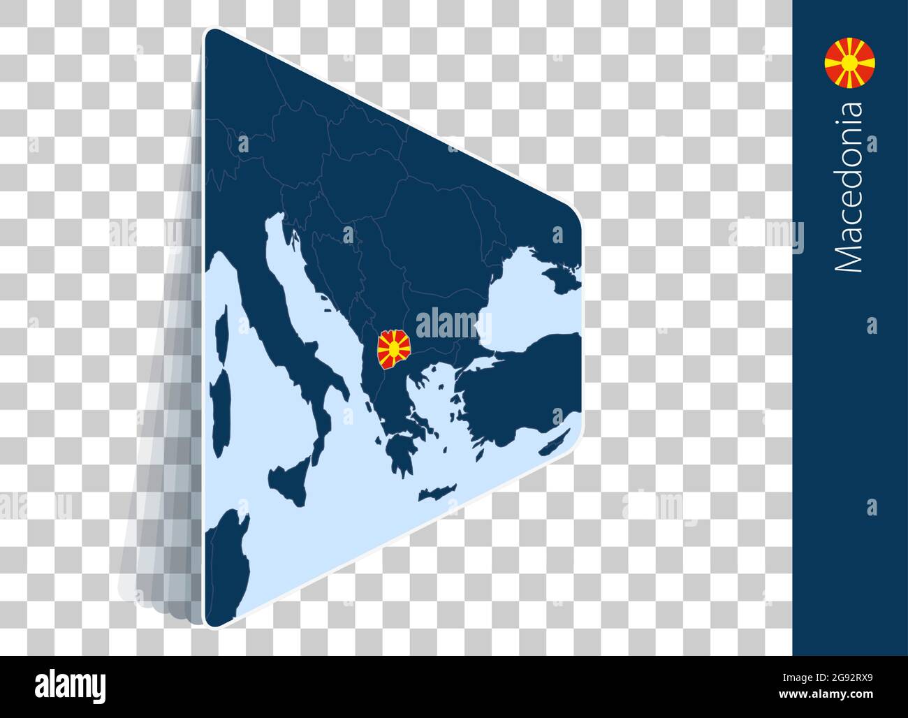 Macedonia map and flag on transparent background. Highlighted Macedonia ...