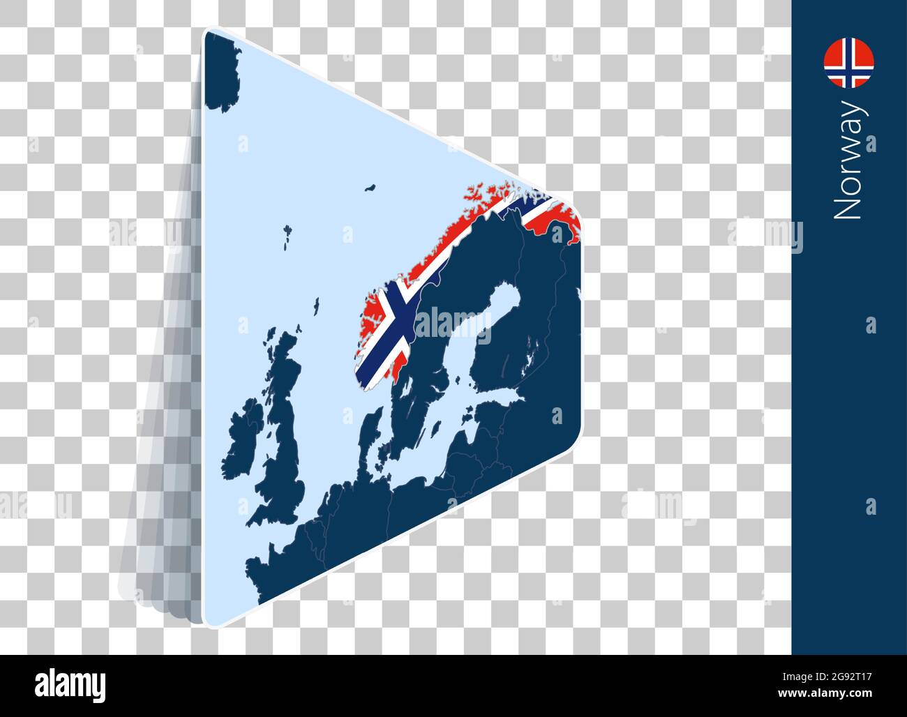 Norway map and flag on transparent background. Highlighted Norway on ...