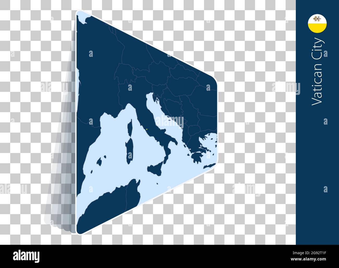 Vatican City map and flag on transparent background. Highlighted ...