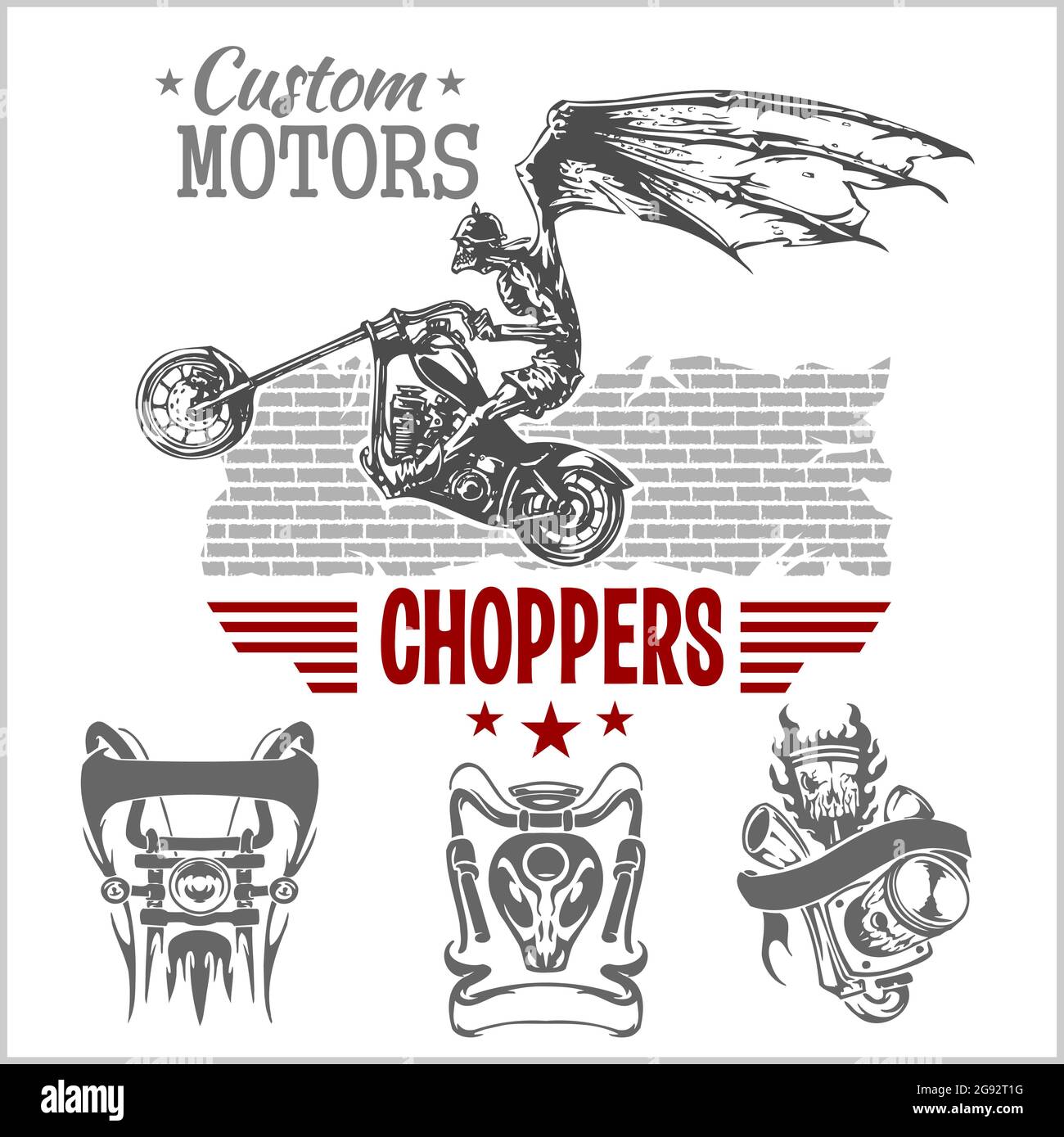 Set of vintage motorcycle labels, badges and design elements Stock ...