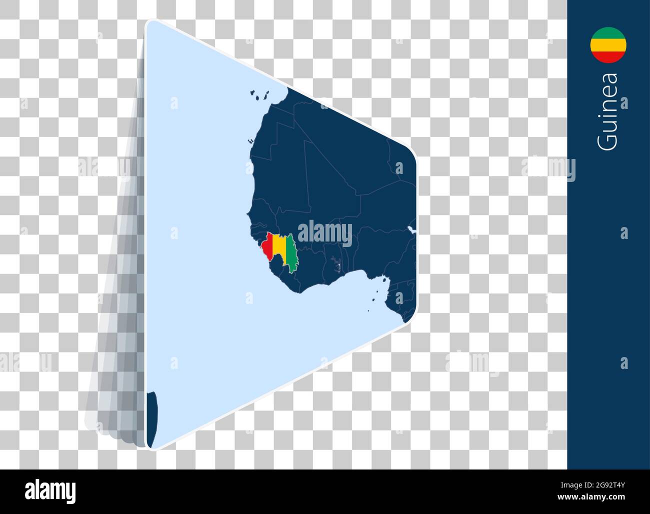Guinea map and flag on transparent background. Highlighted Guinea on ...