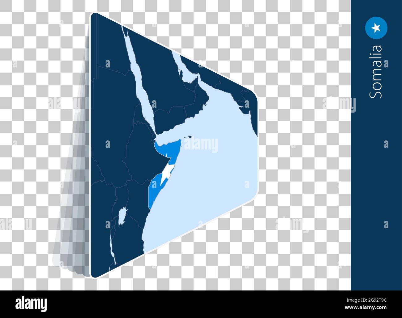 Somalia map and flag on transparent background. Highlighted Somalia on ...