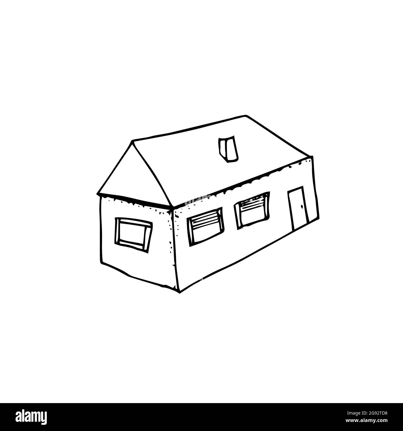 Hand draw house illustration doodle style isolated on white Stock ...