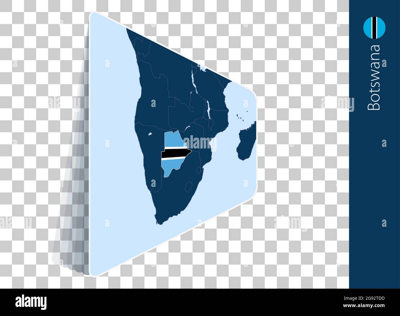 Botswana map and flag on transparent background. Highlighted Botswana ...