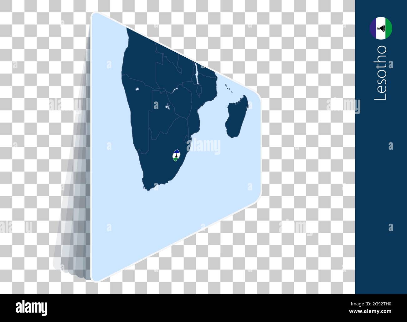 Lesotho map and flag on transparent background. Highlighted Lesotho on ...