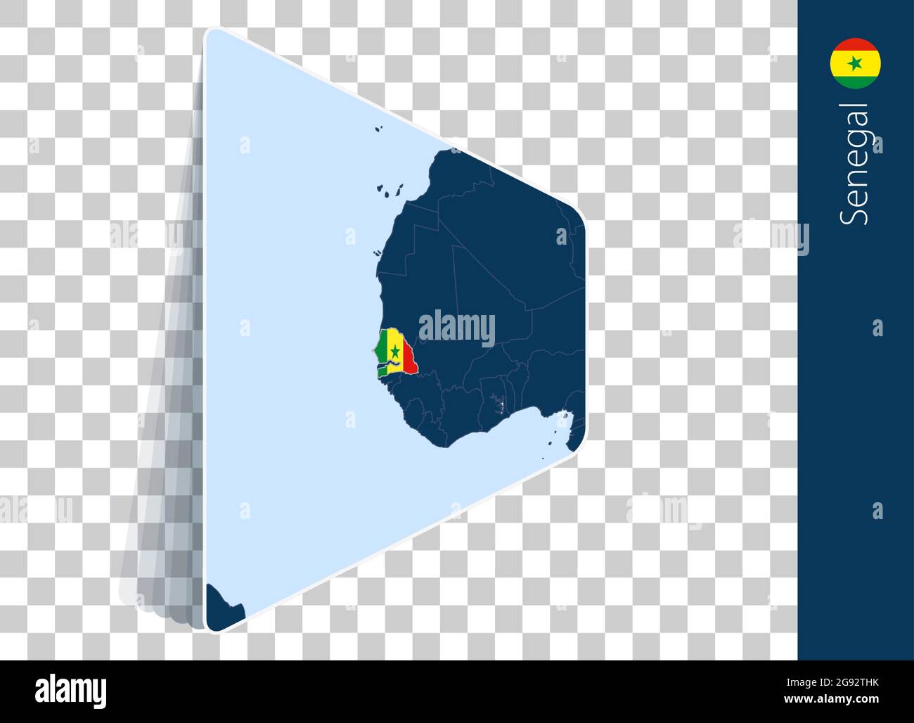 Senegal map and flag on transparent background. Highlighted Senegal on ...