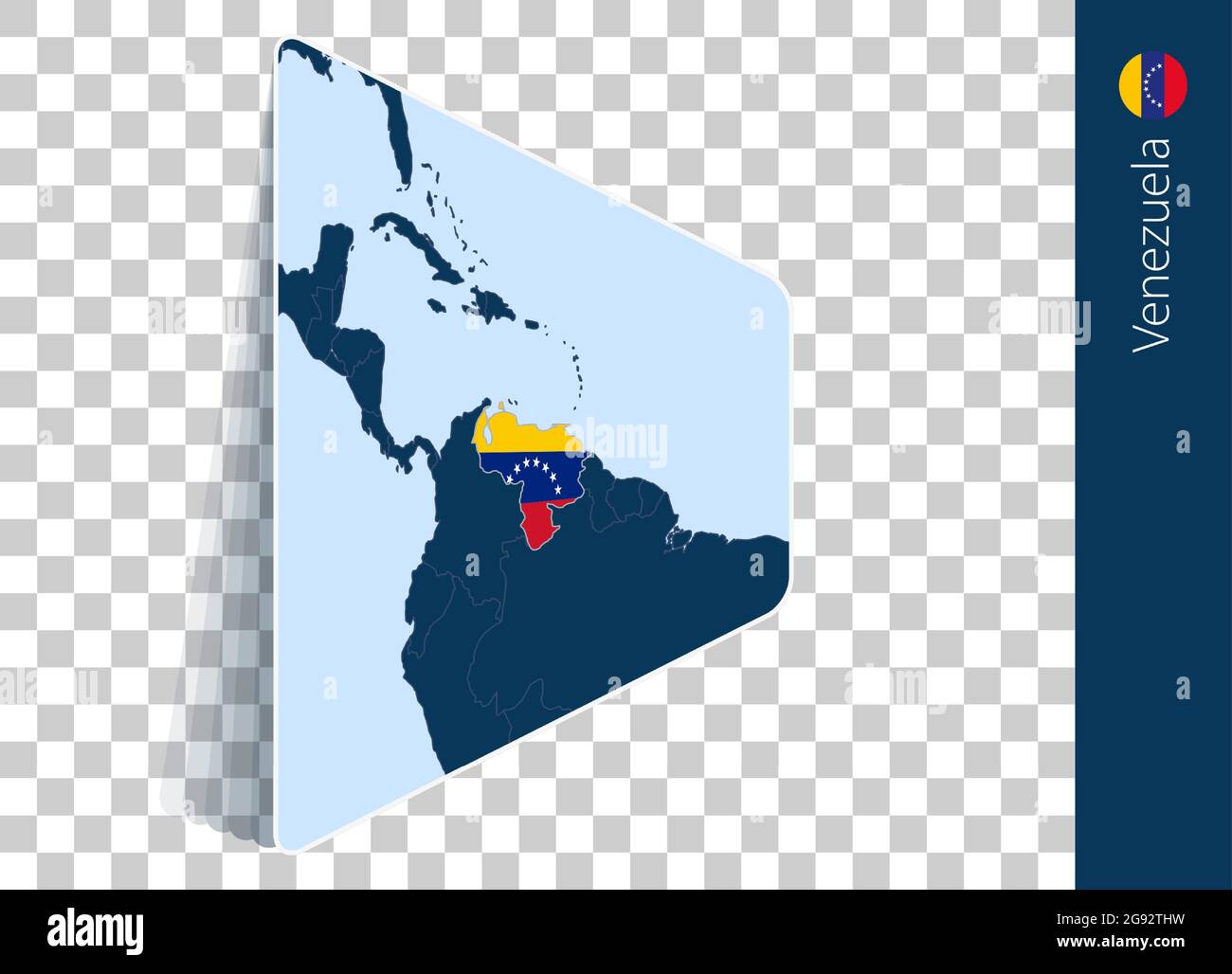 Venezuela map and flag on transparent background. Highlighted Venezuela ...