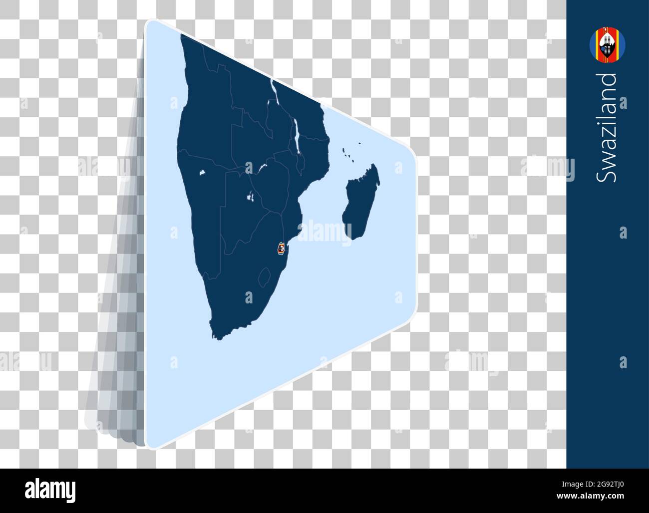 Swaziland map and flag on transparent background. Highlighted Swaziland ...