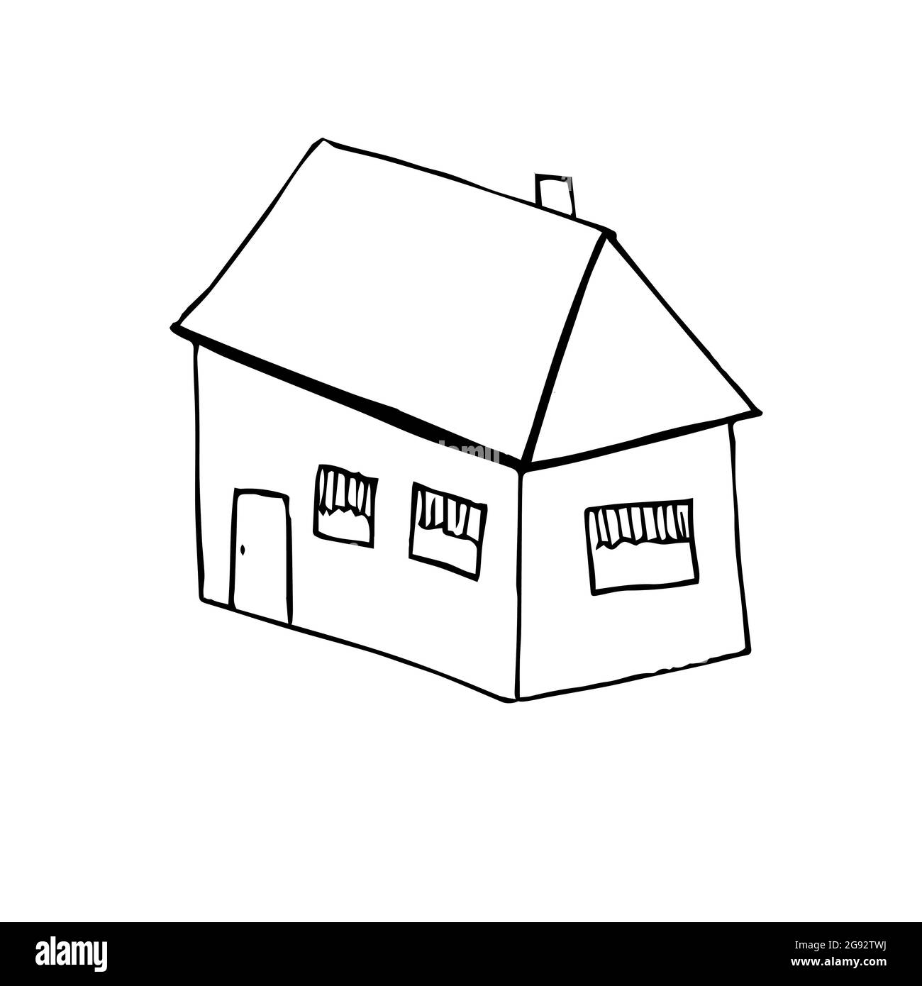Hand draw house illustration doodle style isolated on white Stock ...