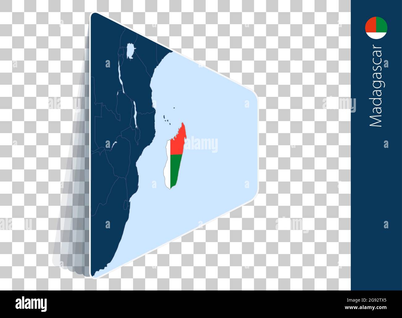 Madagascar map and flag on transparent background. Highlighted ...