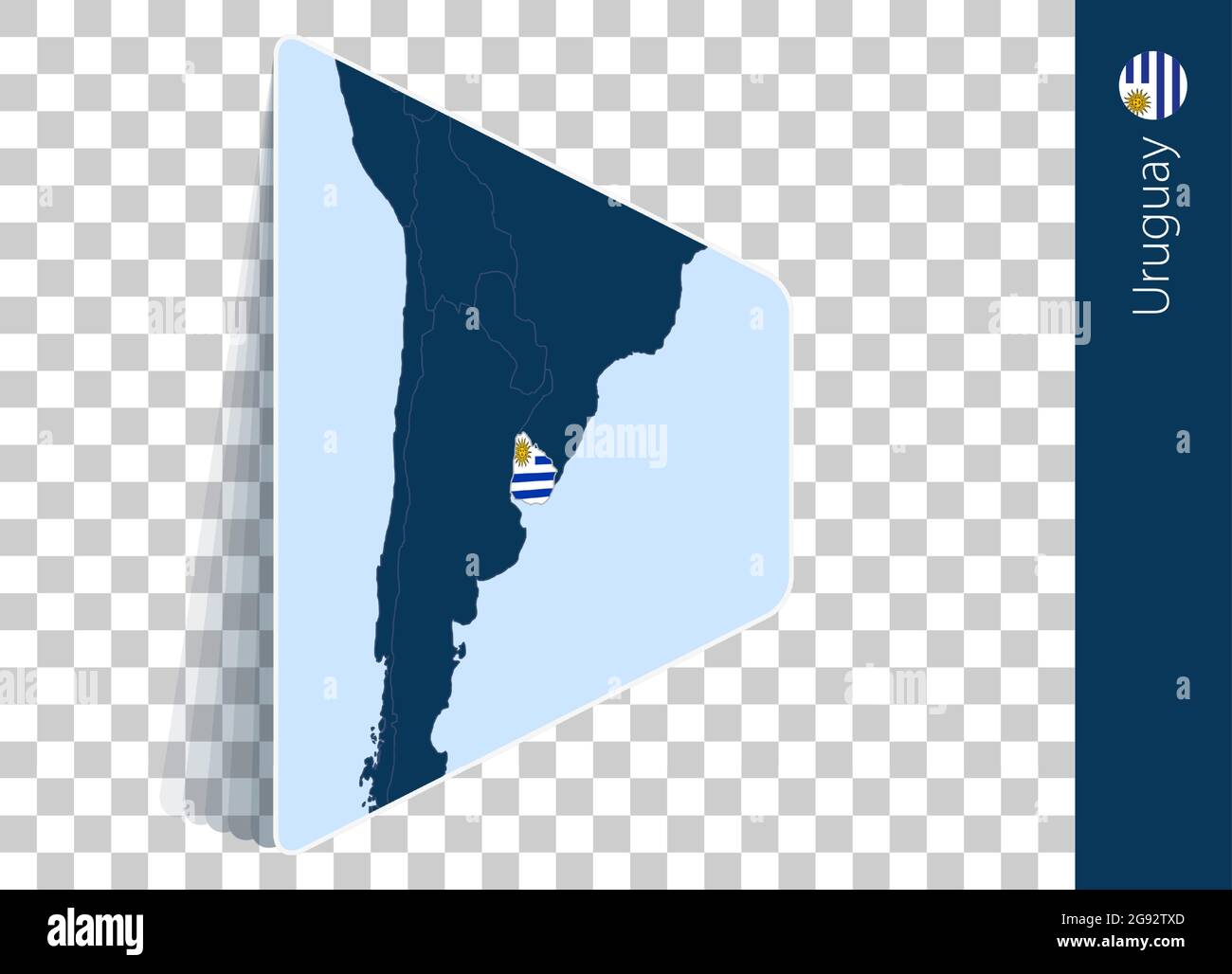 Uruguay map and flag on transparent background. Highlighted Uruguay on ...