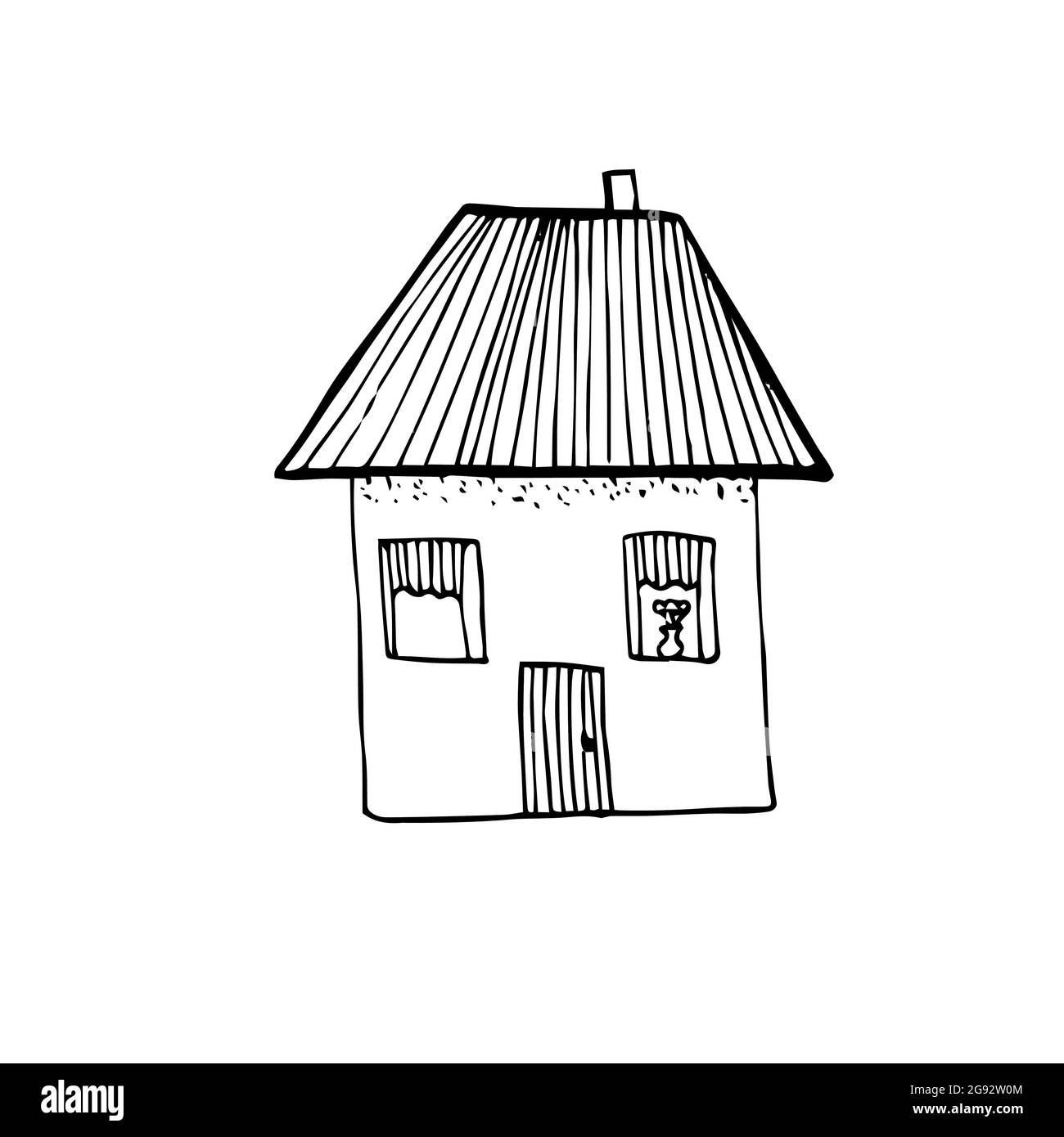 Hand draw house illustration doodle style isolated on white Stock ...
