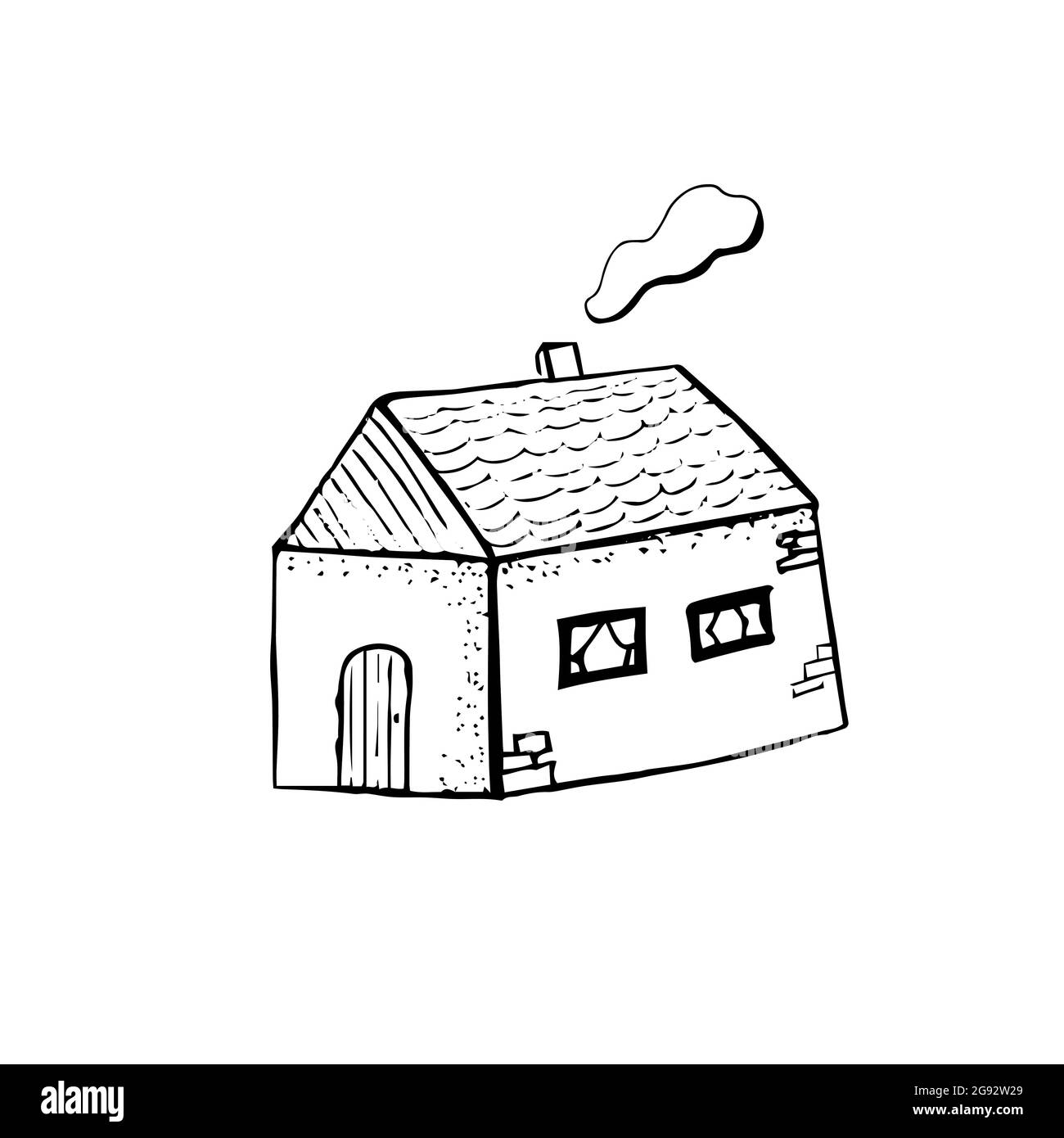 Hand draw house illustration doodle style isolated on white Stock ...