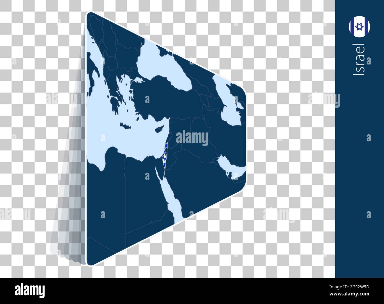 Israel map and flag on transparent background. Highlighted Israel on ...