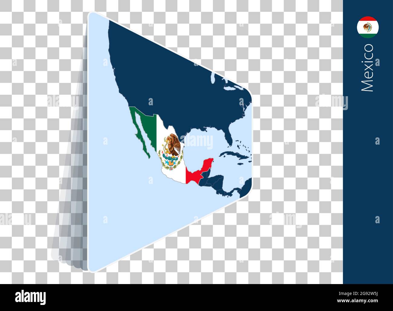 Mexico map and flag on transparent background. Highlighted Mexico on ...