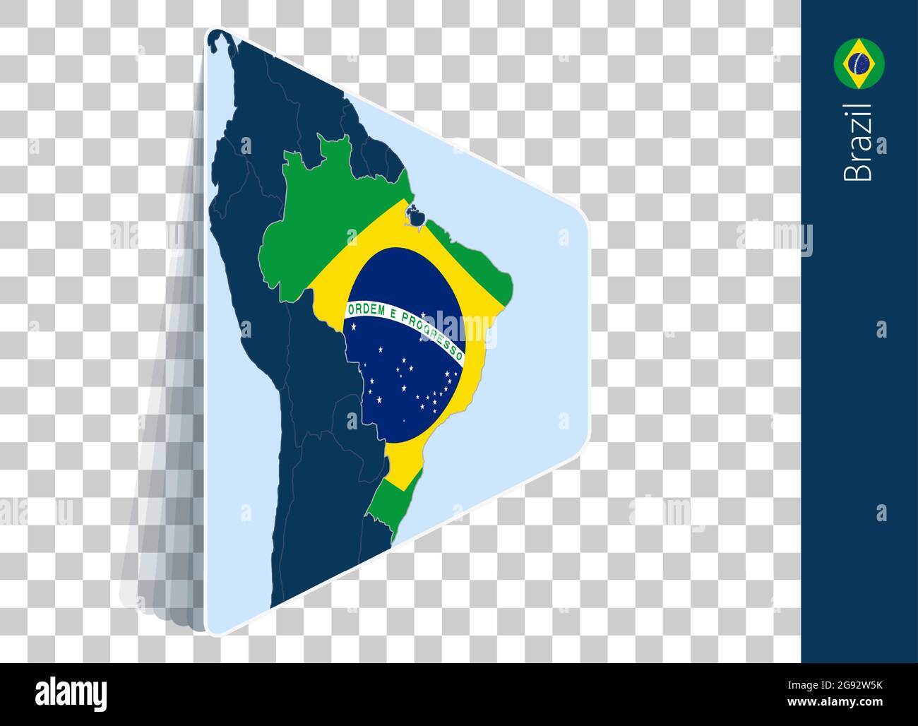 Brazil map and flag on transparent background. Highlighted Brazil on ...