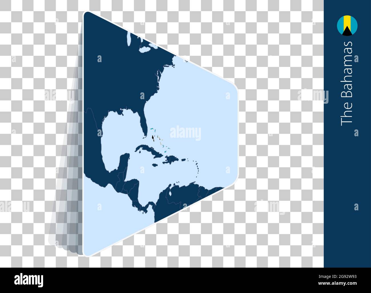The Bahamas map and flag on transparent background. Highlighted The ...
